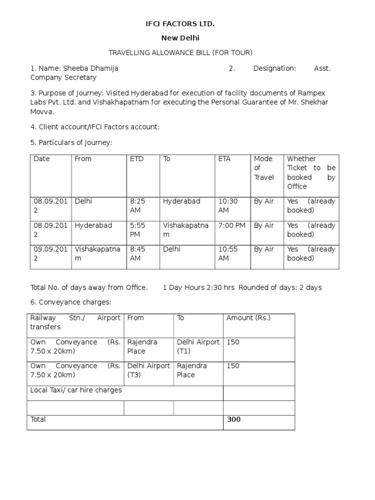 Ta Bill Format | PDF