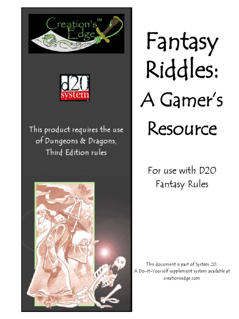 Fantasy Riddles | PDF | D20 System | Copyright