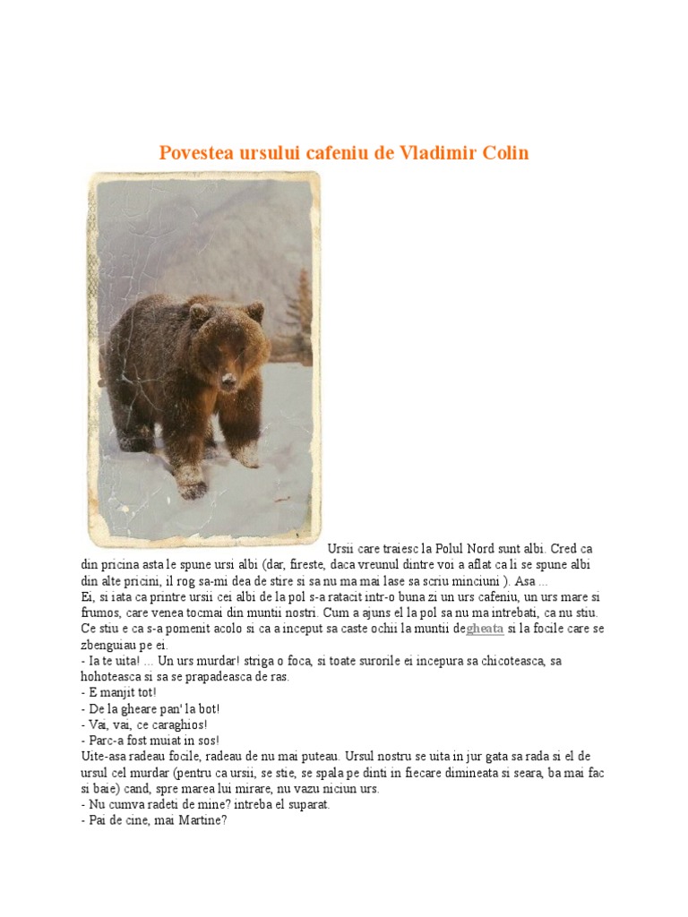 Povestea Ursului Cafeniu | PDF