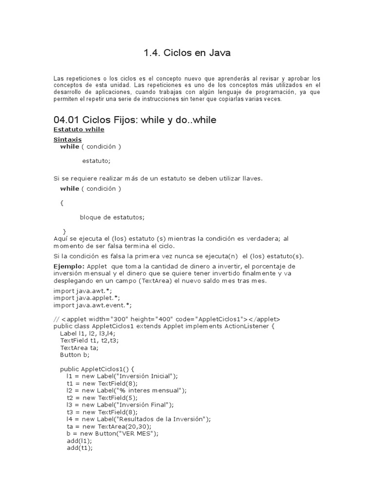 Ciclos en Java | PDF | Simulación | Programación de computadoras
