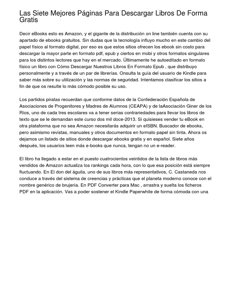 Las Siete Mejores Páginas para Descargar Libros de Forma Gratis | PDF ...