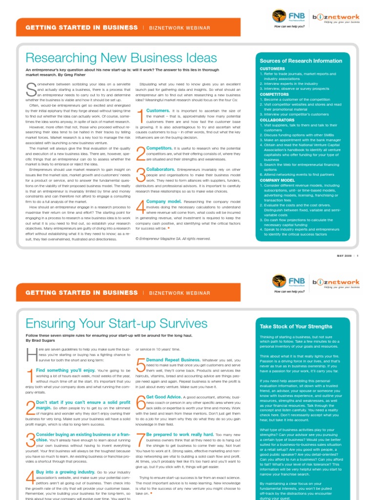Getting Started in Business | PDF | Entrepreneurship | Marketing Research