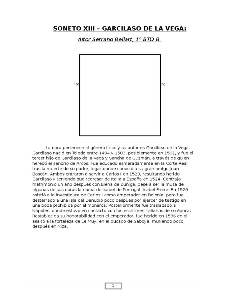 Análisis del Soneto XIII de Garcilaso | PDF | Poesía