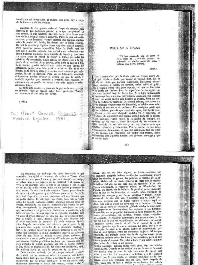 A. Camus. Regreso A Tipasa | PDF