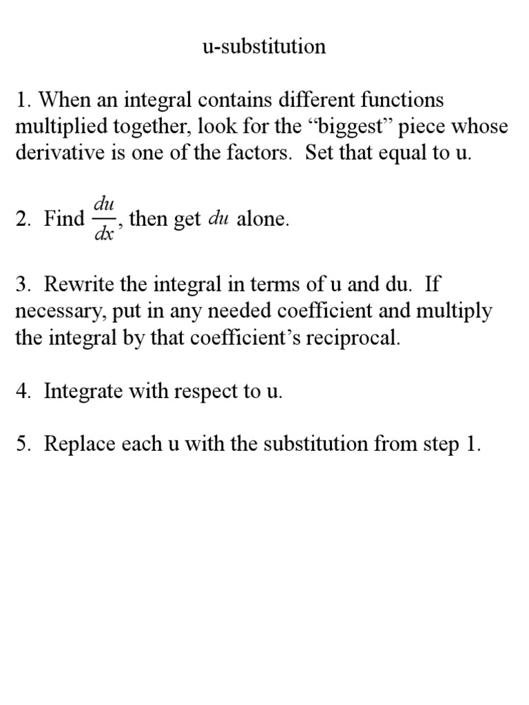 U-Substitution Steps for Integration | PDF | Language Arts & Discipline