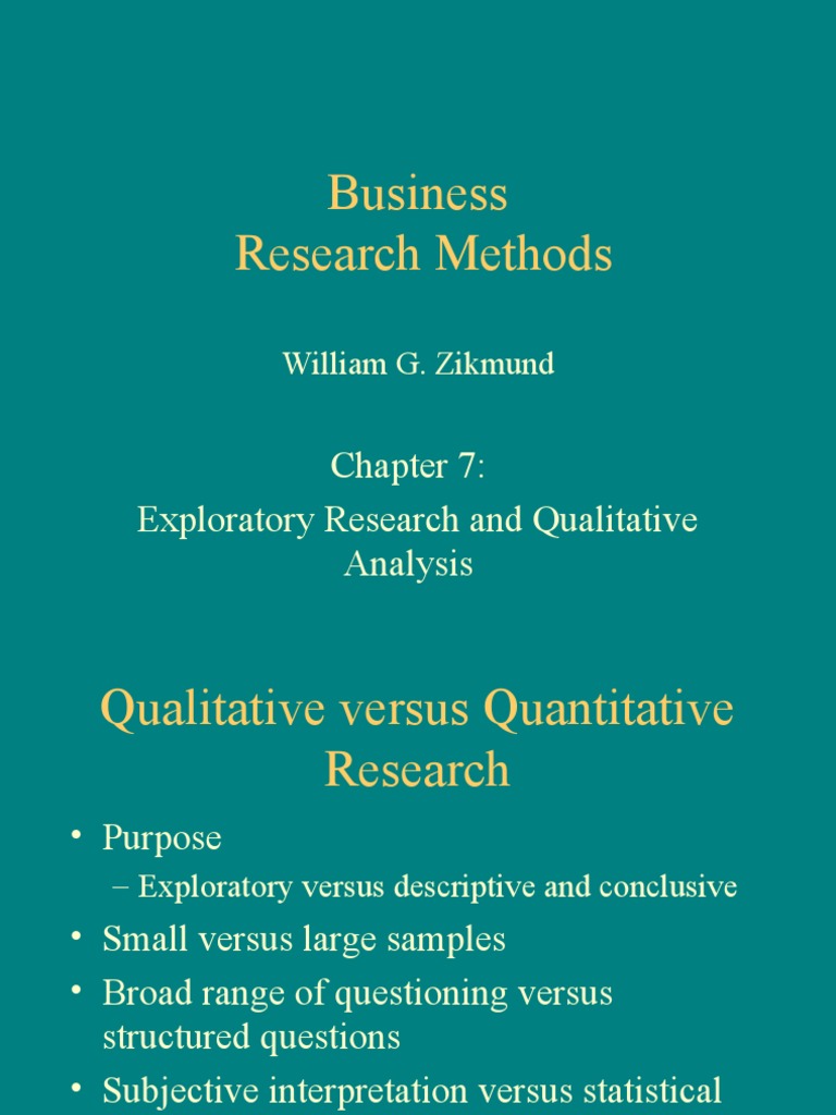 Business Research Methods: Exploratory Research and Qualitative ...