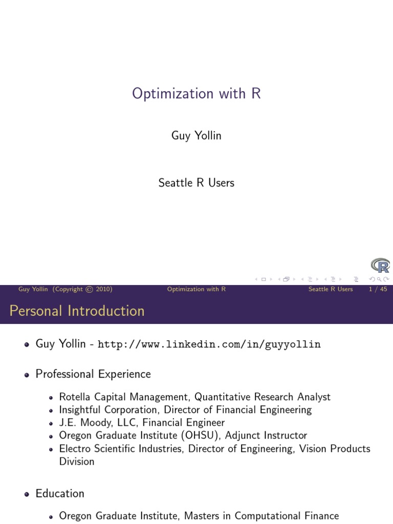 Optimization With R | Download Free PDF | Mathematical Optimization ...