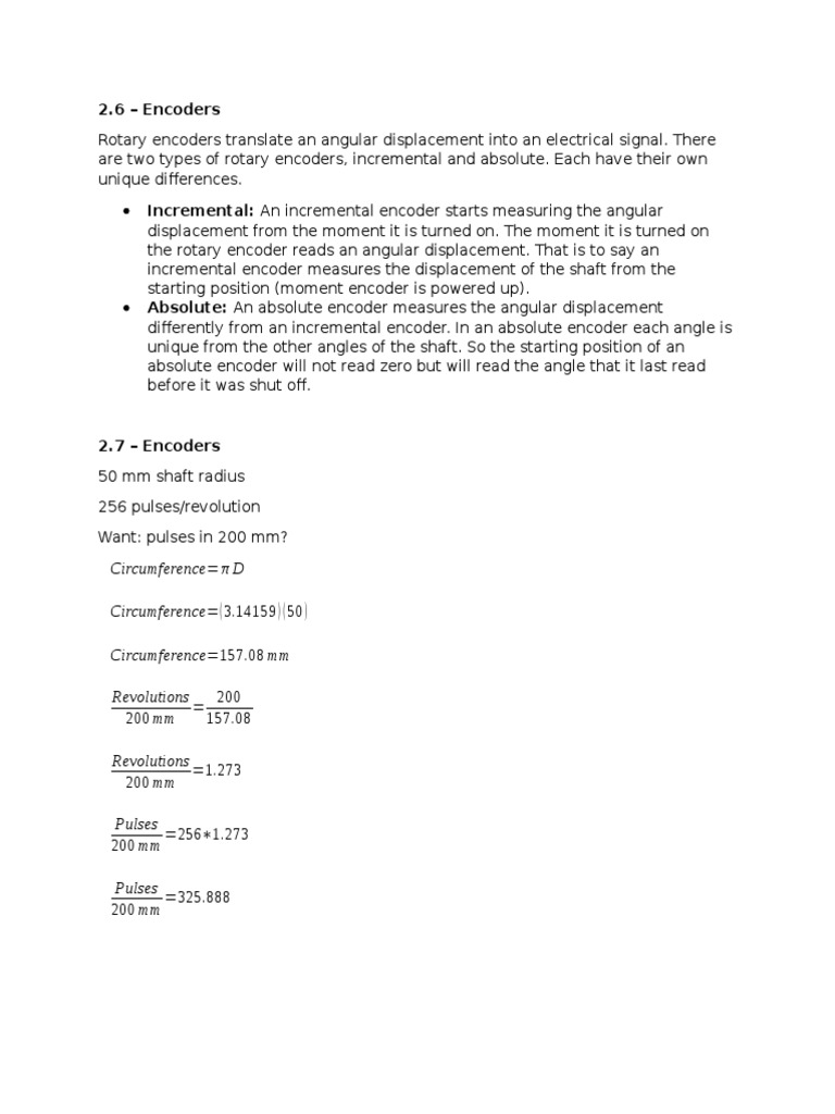 Rotary Encoders Overview and Calculations | PDF | Science & Mathematics ...