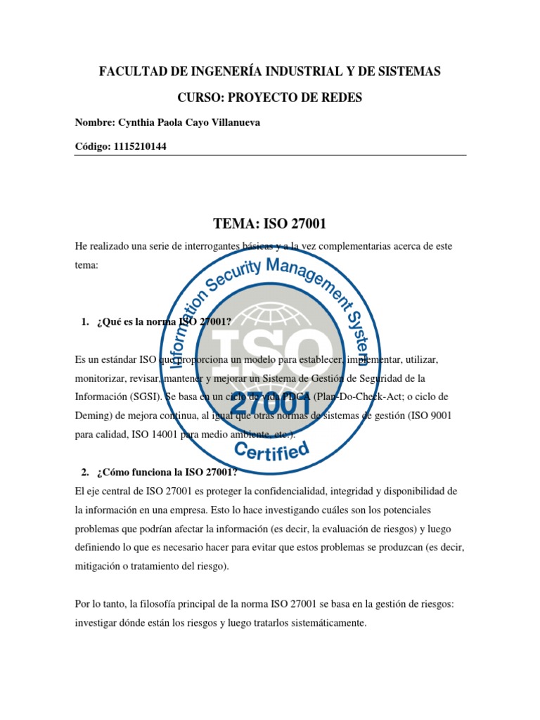 Iso 27001 PDF | PDF | Organización internacional para la ...