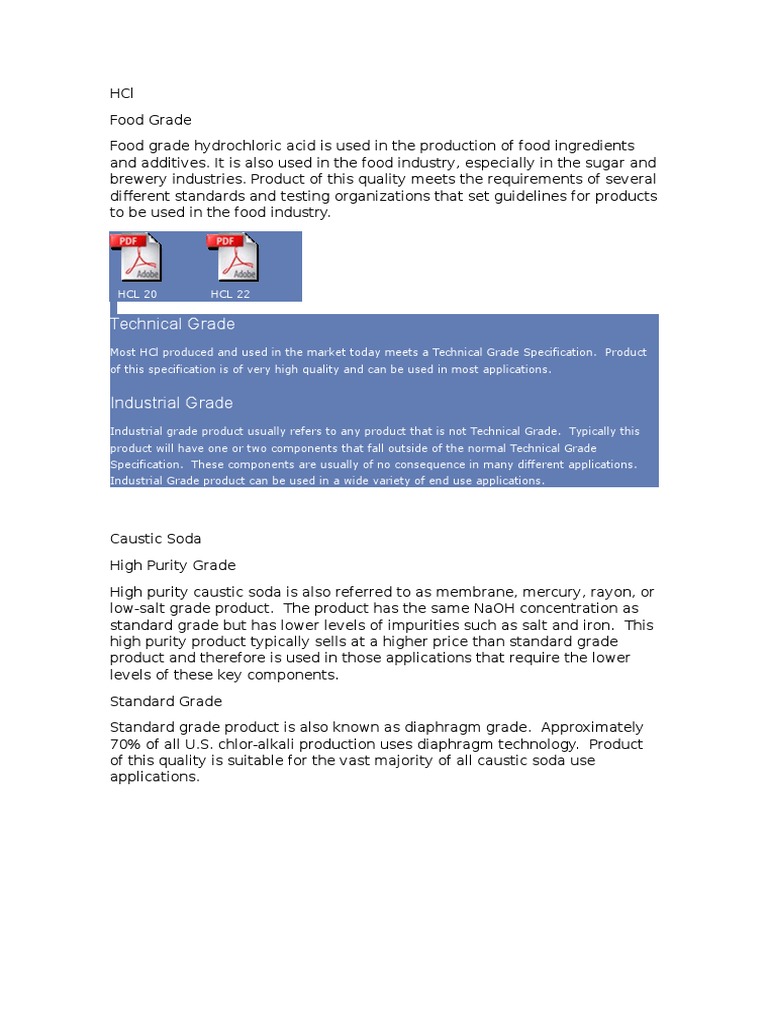 Hcl Pdf Hydrochloric Acid Chlorine
