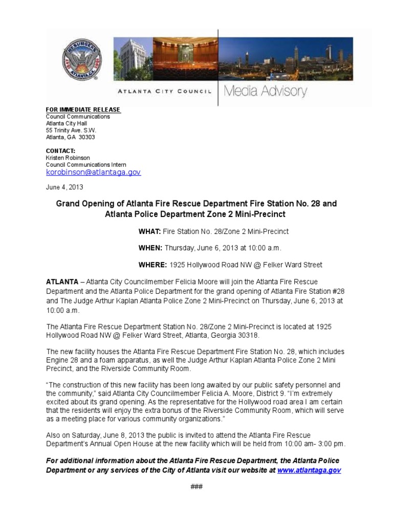 Grand Opening of Atlanta Fire Station 28 | PDF