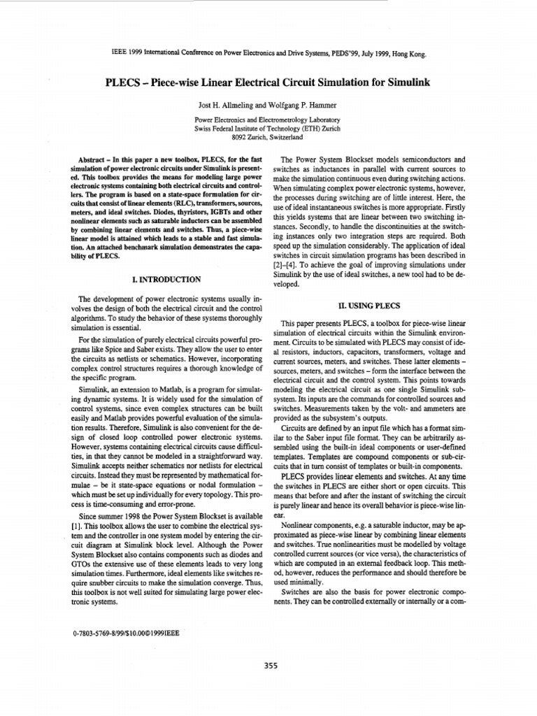 PLECS Toolbox for Power Circuit Simulation | PDF | Electrical Network | Power Electronics