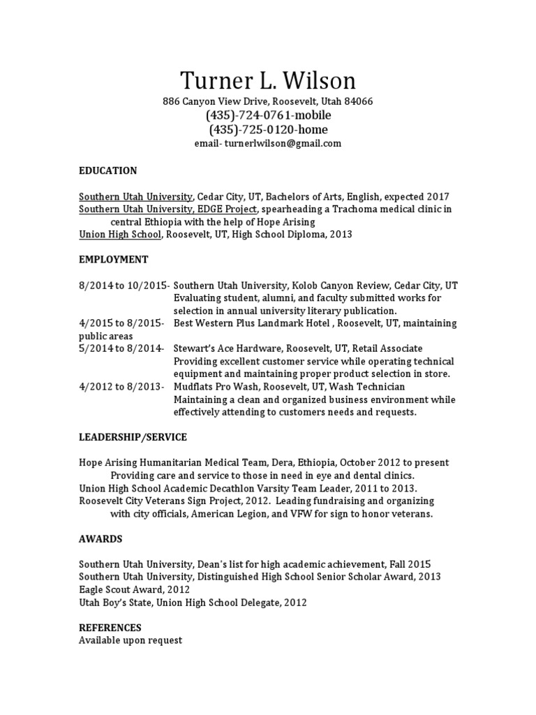 Turner L. Wilson's Resume Overview | PDF