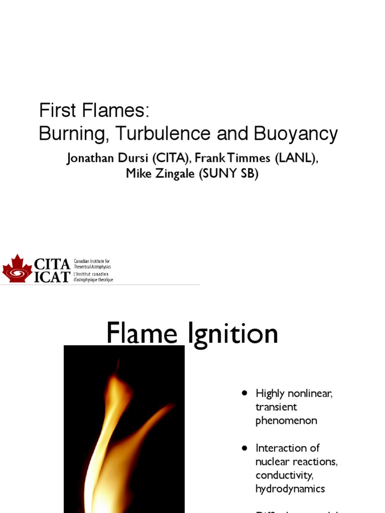 First Flames: Burning, Turbulence and Buoyancy: Jonathan Dursi (CITA ...