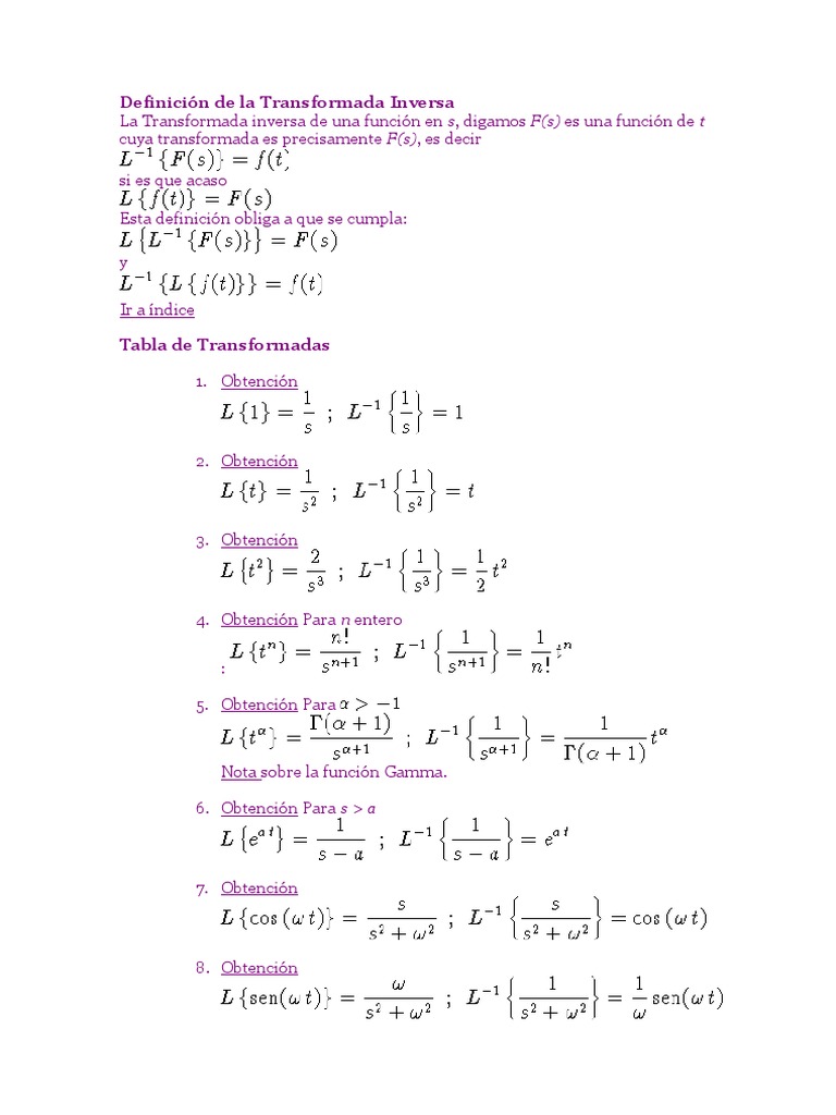 Definición de La Transformada Inversa | PDF | Función continua | Integral