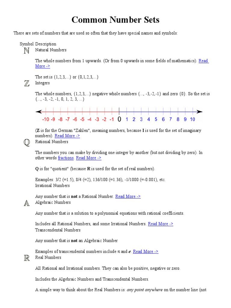 Common Number Sets | PDF | Discrete Mathematics | Numbers