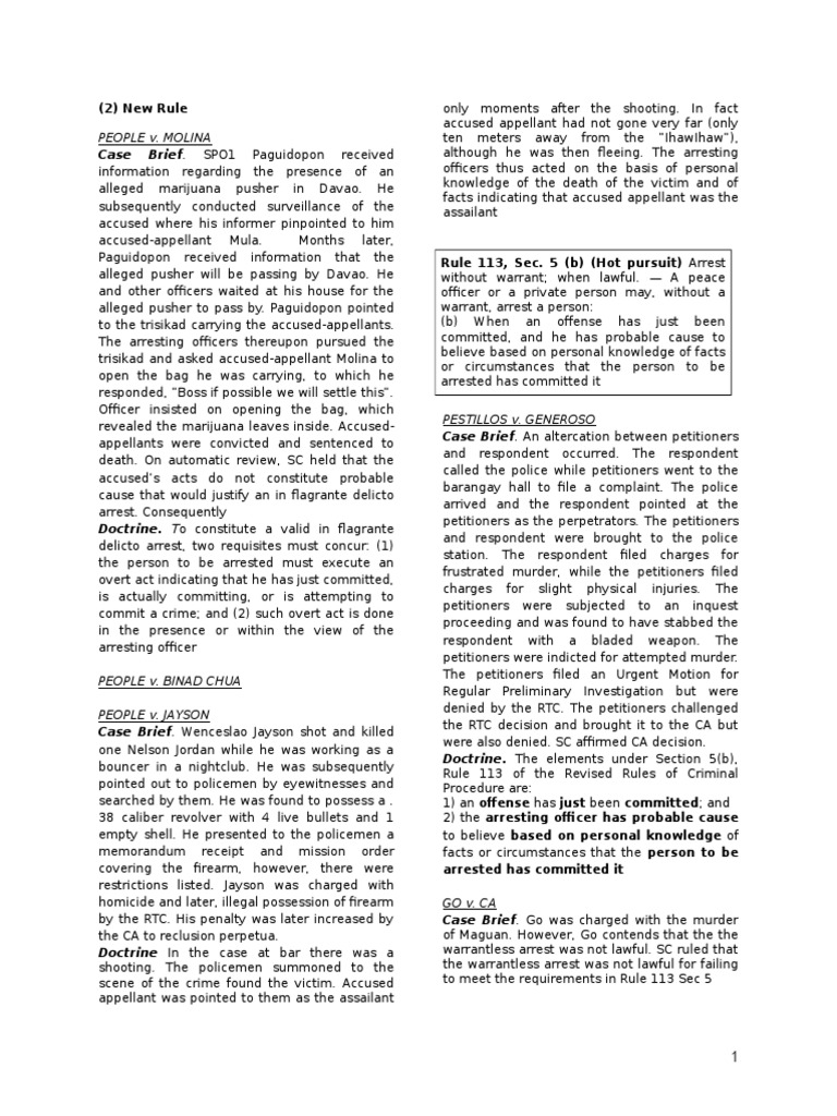 Crim Pro Reviewer Set 35 | PDF | Search Warrant | Arrest