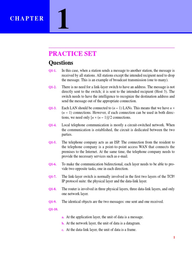 Practice Set: Questions | PDF | Osi Model | Internet Protocol Suite
