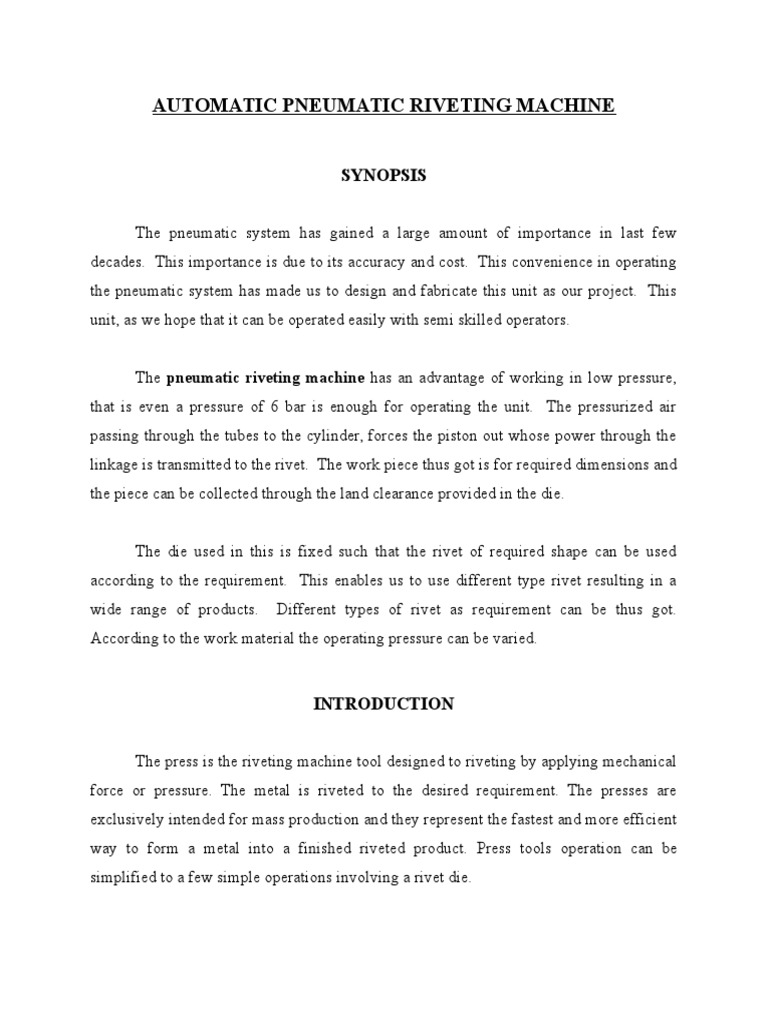 Pneumatic Riveting Machine Guide | PDF | Rivet | Valve