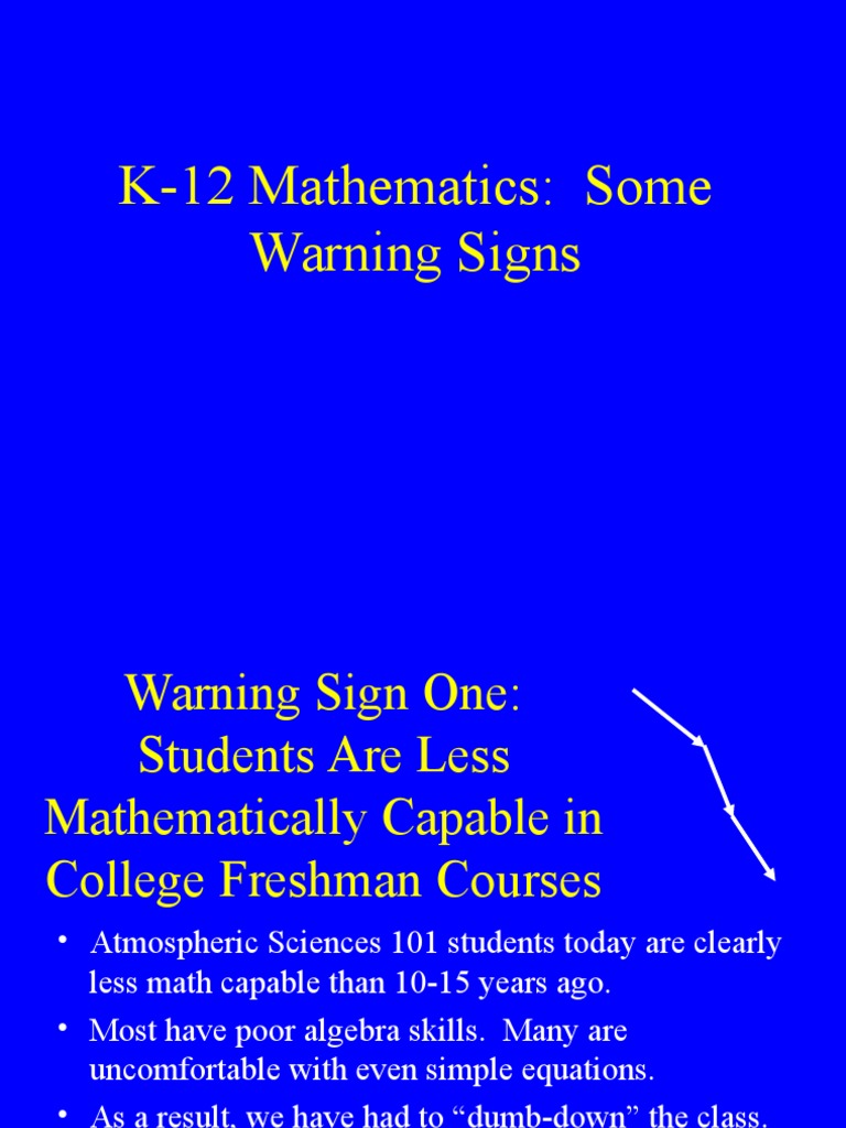 K-12 Mathematics: Some Warning Signs | PDF | National Council Of ...