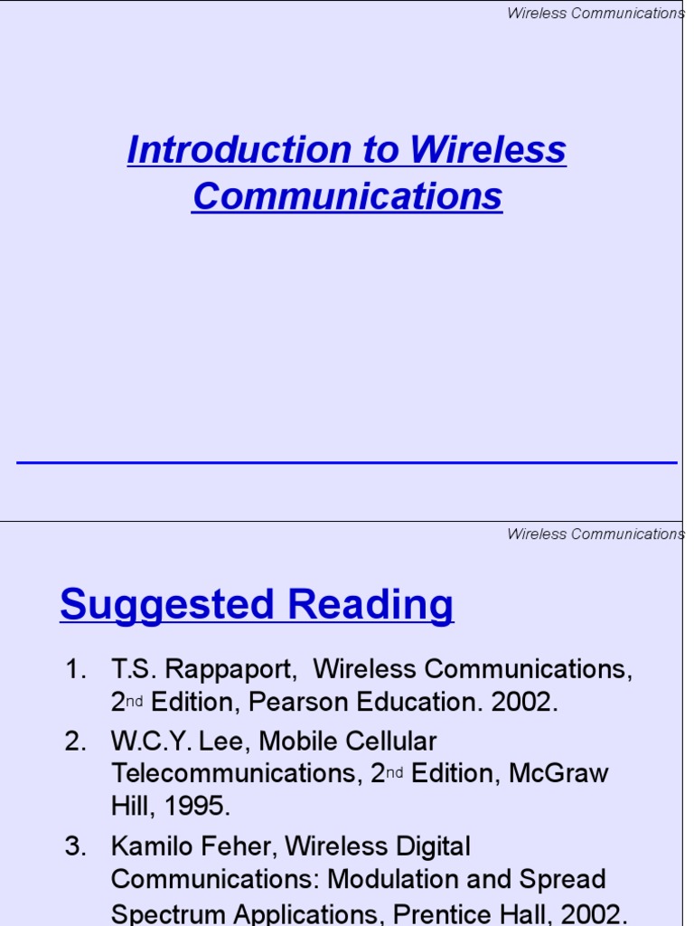 Wireless Communication Introduction | PDF | Wireless Lan ...