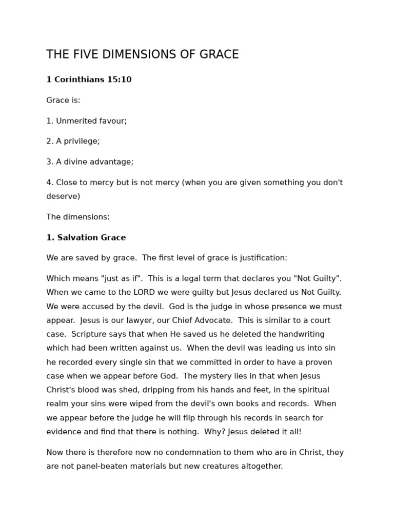 The Five Dimensions of Grace | PDF | Grace In Christianity | Jesus