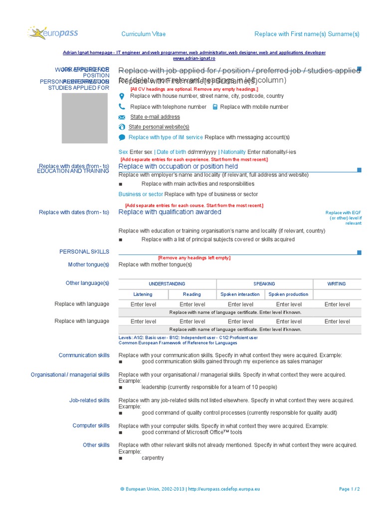 CV Template | PDF | Computing | Communication