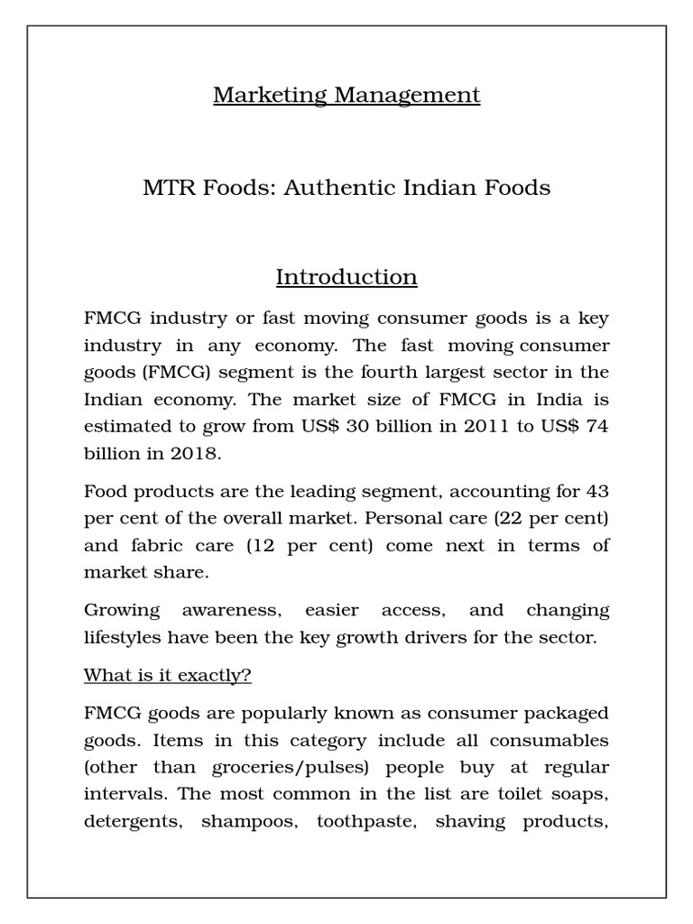 Interview MTR Foods | PDF | Food And Drink | Foods