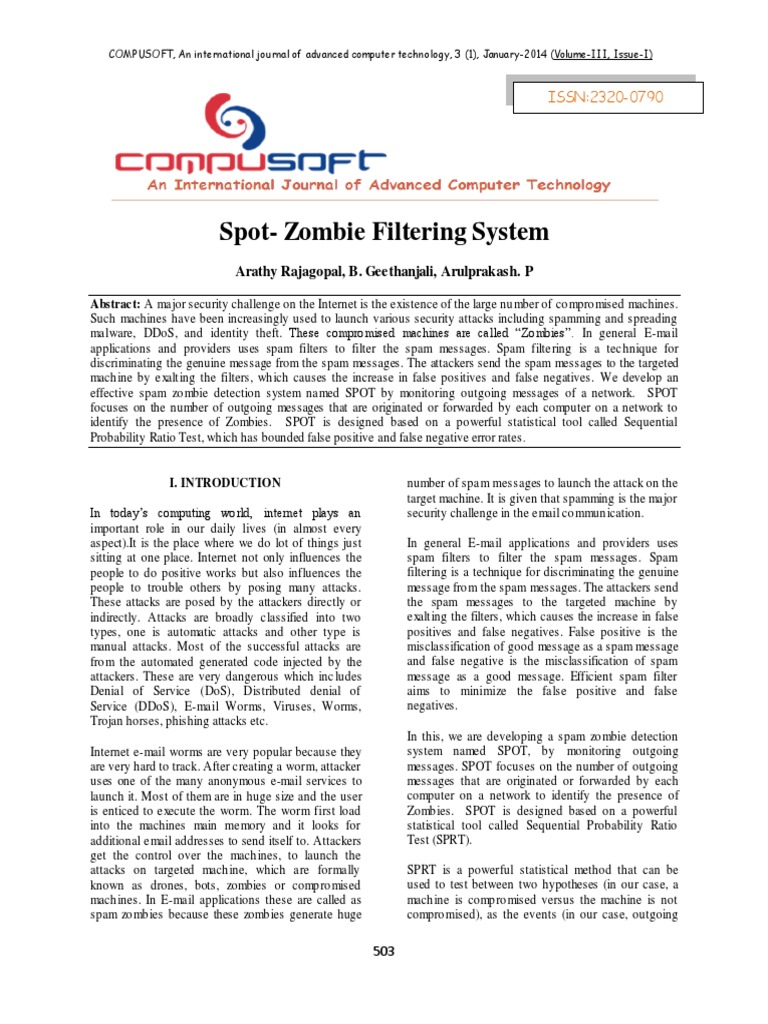 Compusoft, 3 (1), 503-506 PDF | PDF | Email Spam | Denial Of Service Attack