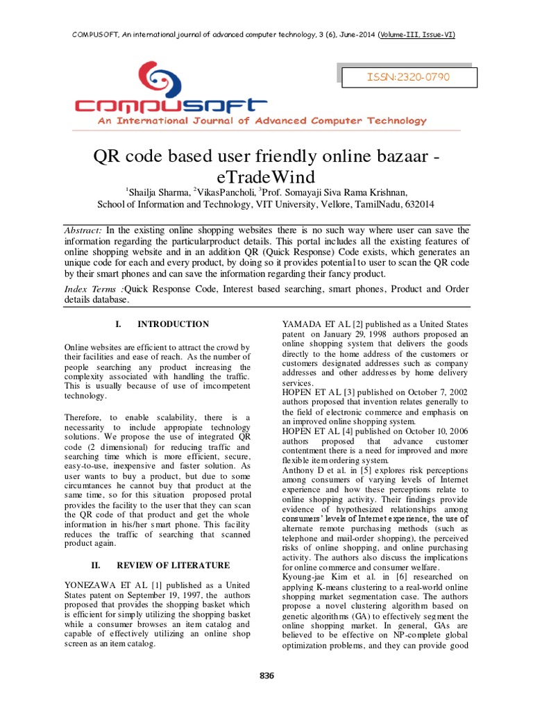 Compusoft, 3 (6), 836-839 PDF | PDF | Qr Code | Online Shopping