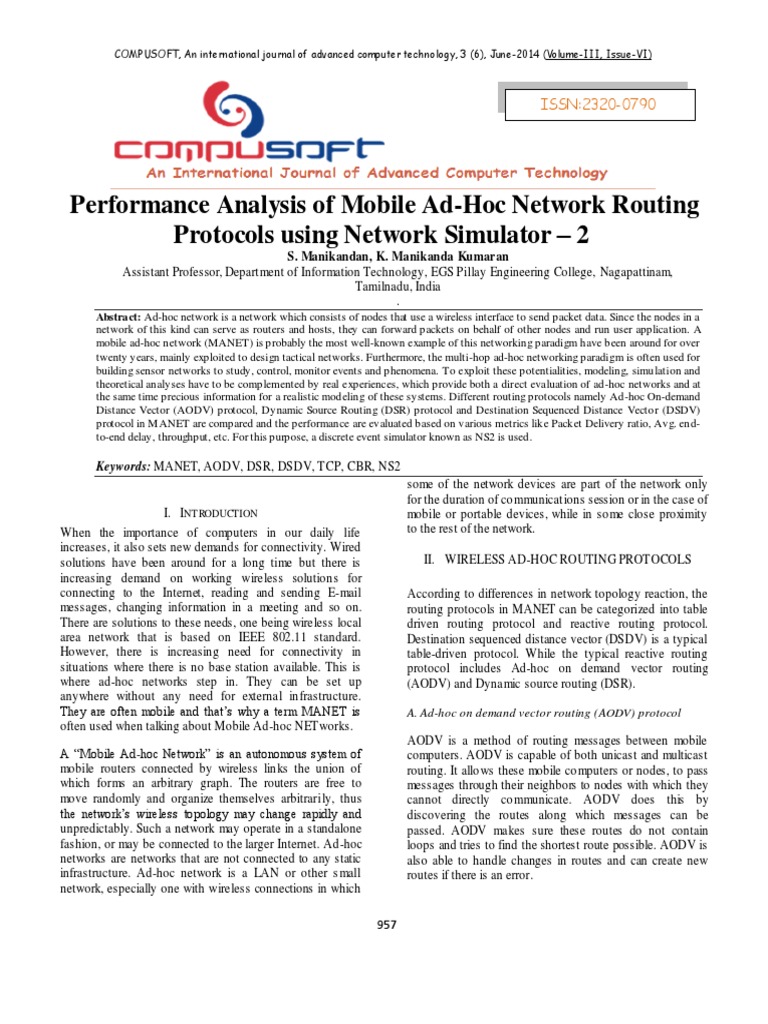 Compusoft, 3 (6), 957-960 PDF | PDF | Routing | Wireless Ad Hoc Network