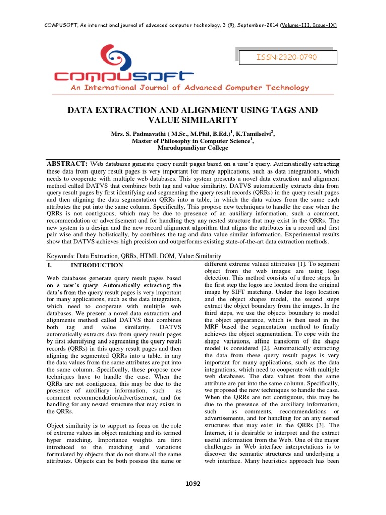 Compusoft, 3 (9), 1092-1097 PDF | PDF | Document Object Model | Html Element