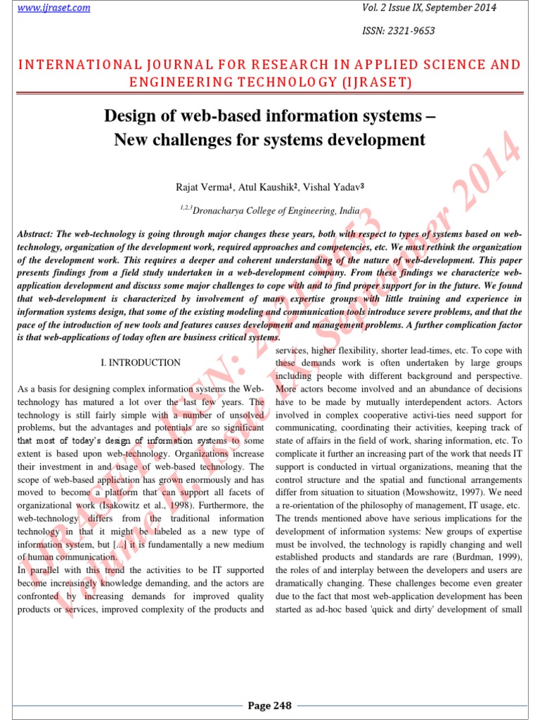 Design of Web-Based Information Systems - New Challenges For Systems Development | PDF | Web ...