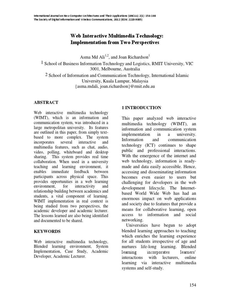 Web Interactive Multimedia Technology Implementation From Two ...