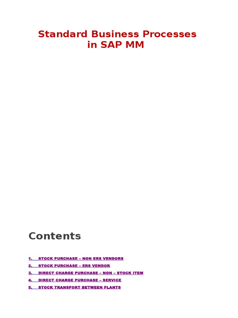 SAP MM Standard Business Processes | PDF | Invoice | Receipt
