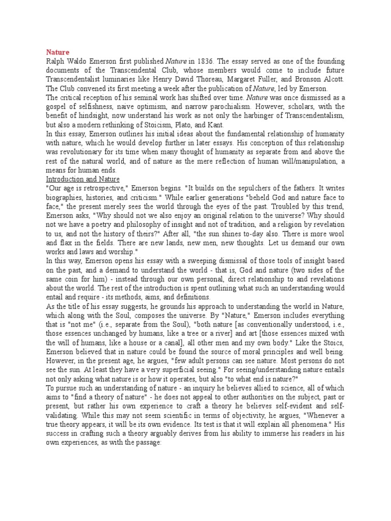 Nature Self-Reliance | PDF | Idealism | Transcendentalism