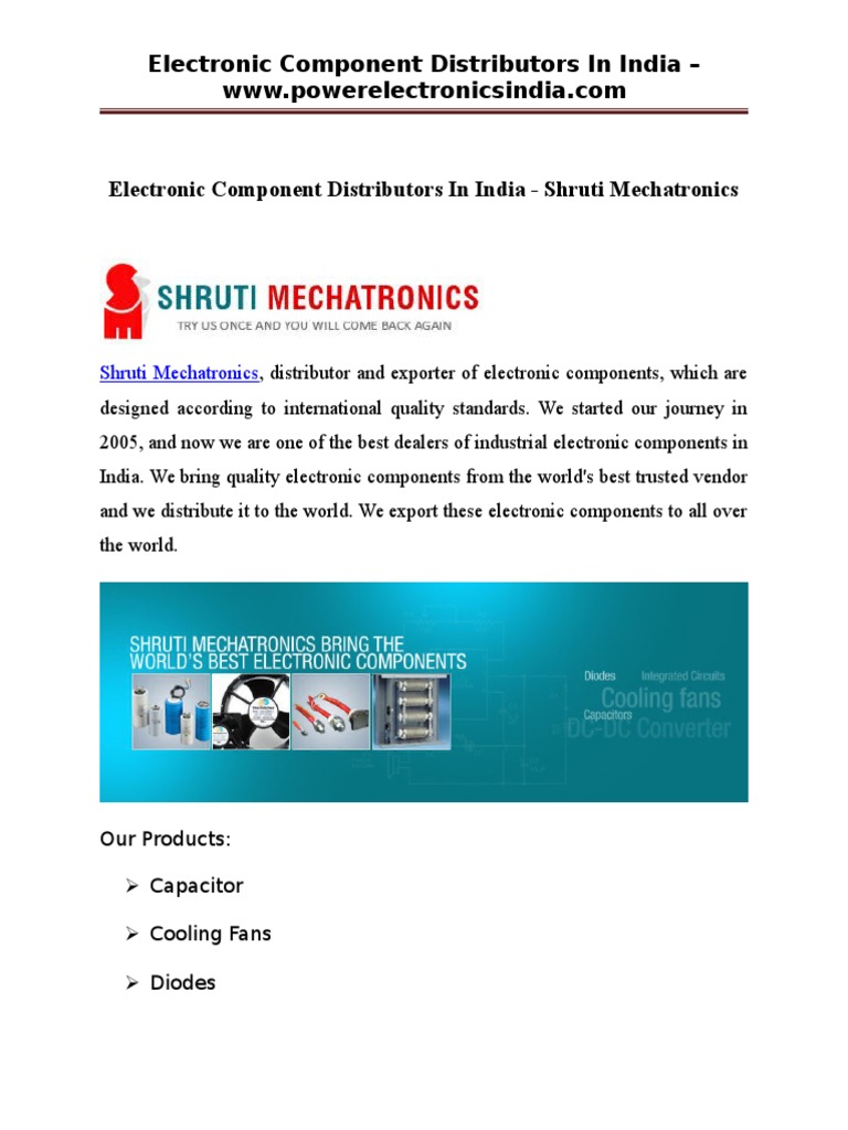Electronic Component Distributors in India | PDF | Electronics | Capacitor