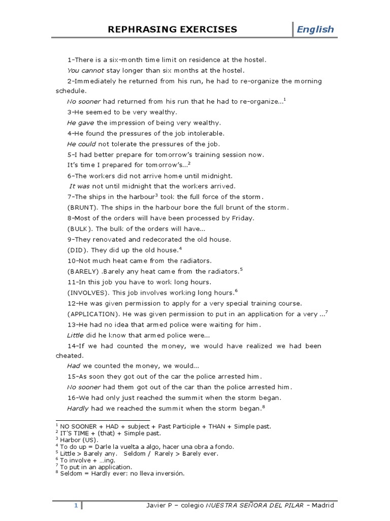 English Rephrasing Exercises | PDF | Crime Thriller | Violence