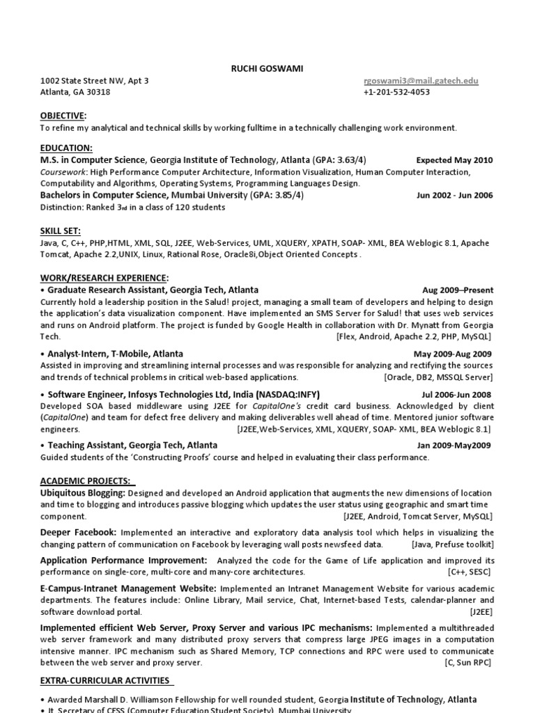 Resume Ruchi V5 | PDF | Multi Core Processor | Android (Operating System)