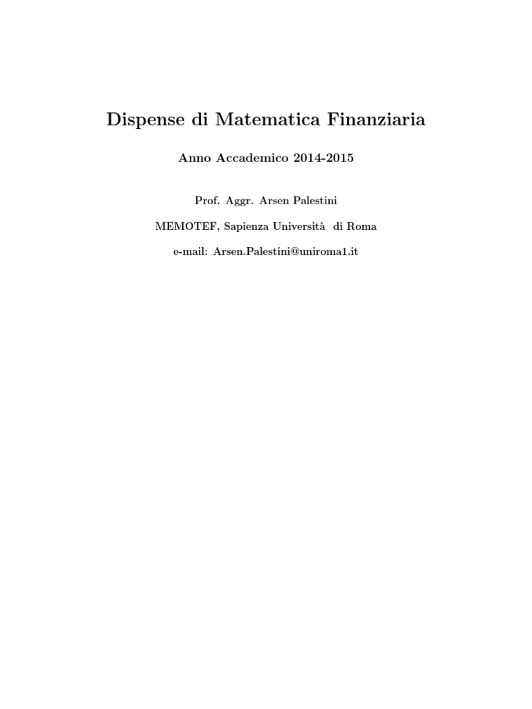 Matematica Finanziaria | PDF