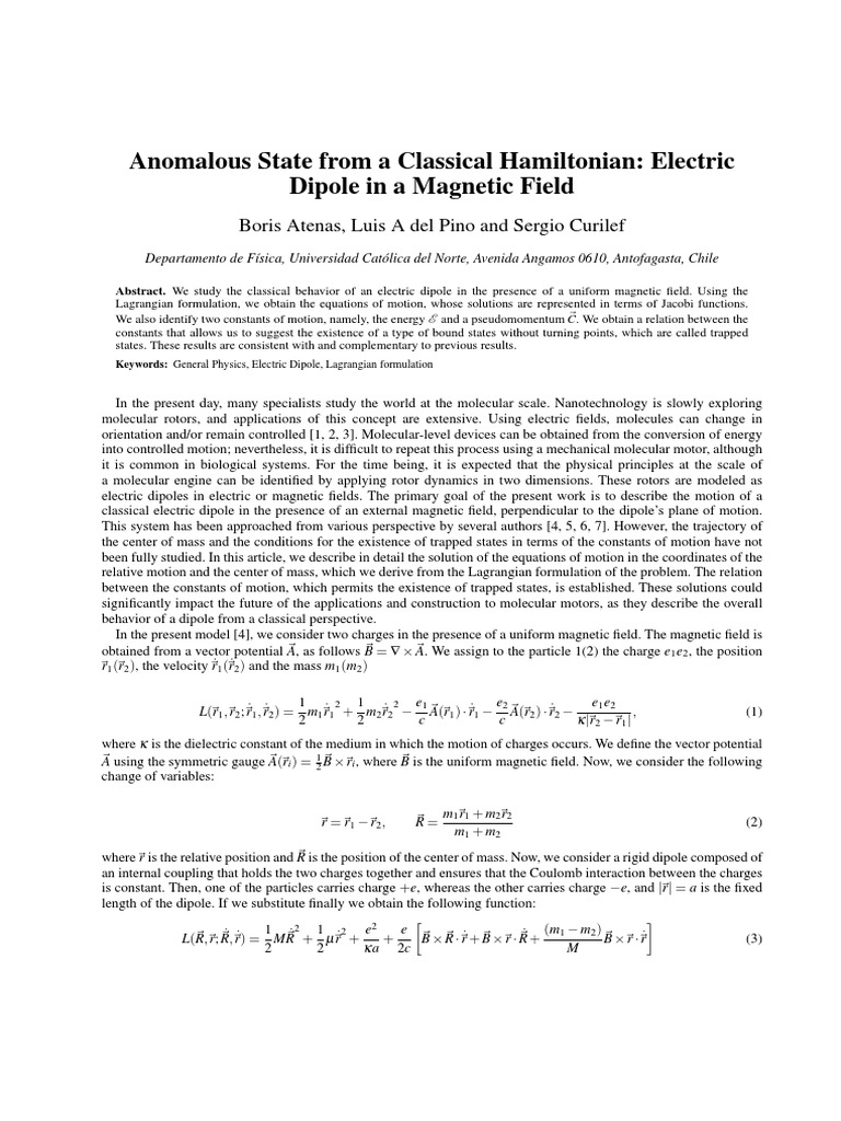 Classical Hamiltonian | PDF | Lagrangian Mechanics | Magnetic Field