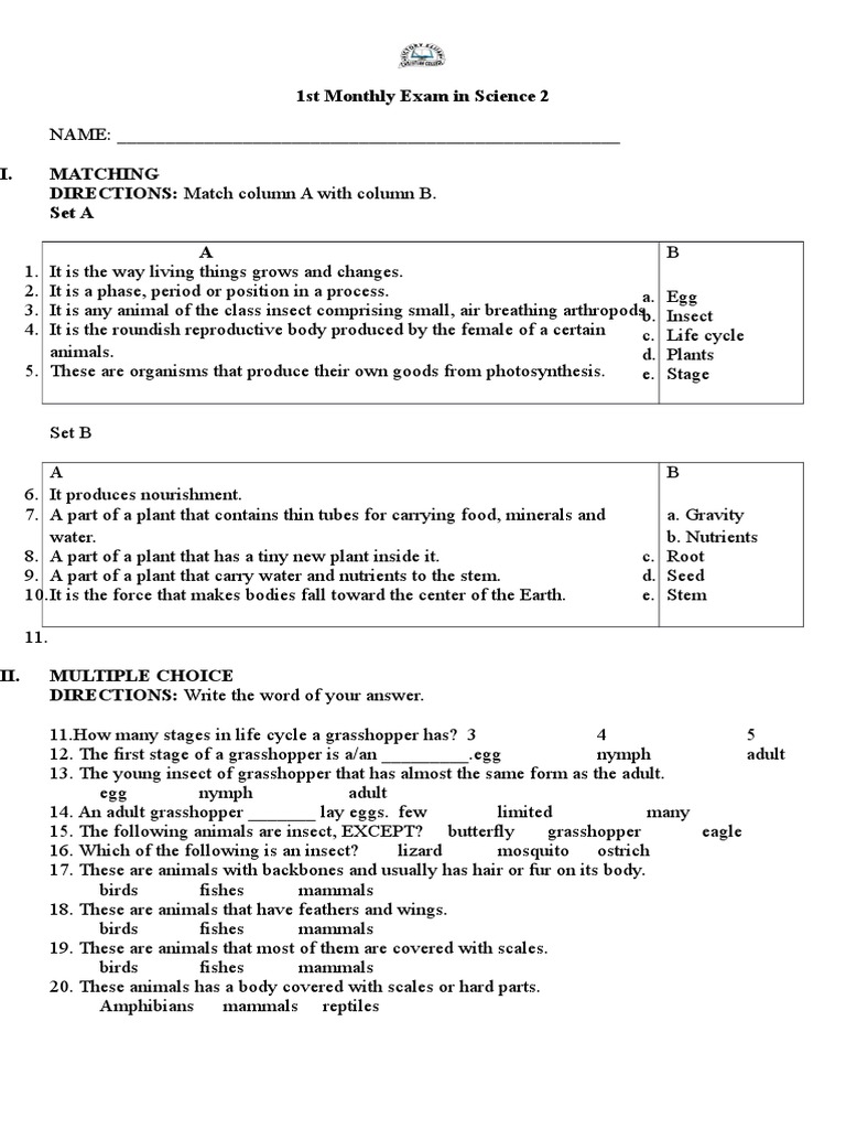 Grade 2 Science Examination | PDF | Electricity | Magnetic Field