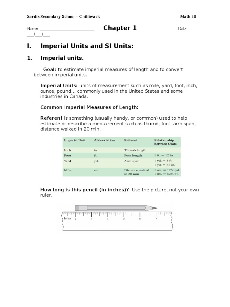 Converting Imperial and SI Units | PDF | Units Of Measurement | Foot (Unit)