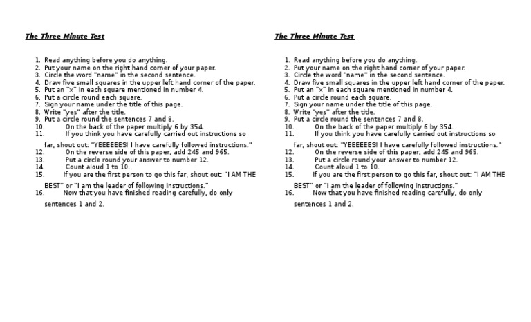The Three Minute Test | PDF | Sports & Recreation | Home & Garden
