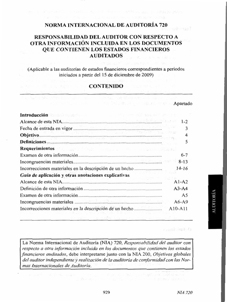 Nia 720 Responsabilidad Del Auditor Con Respecto A Otra Información en ...