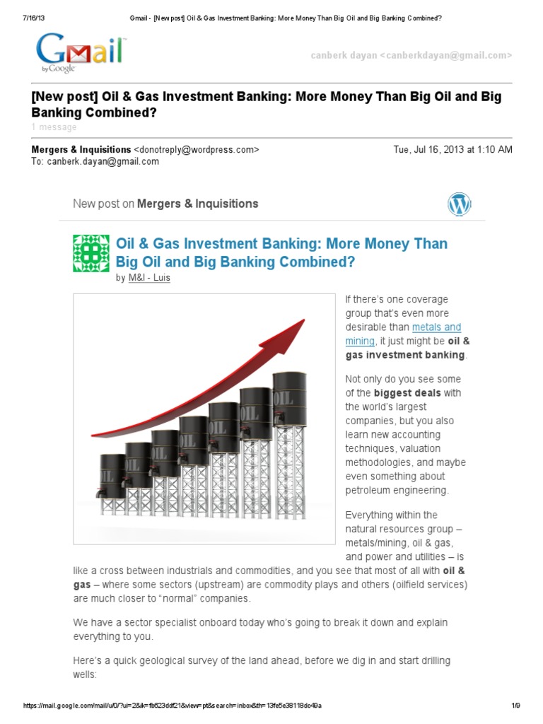 Oil & Gas Investment Banking Insights | PDF | Discounted Cash Flow ...