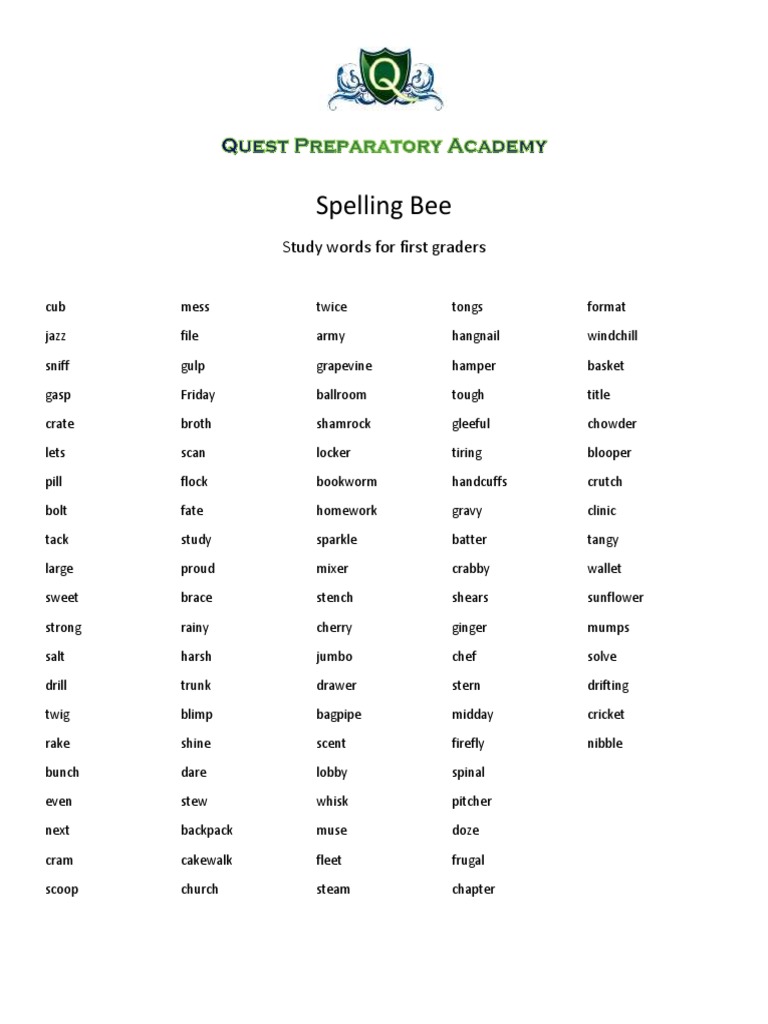 Spelling Bee Word Lists | PDF