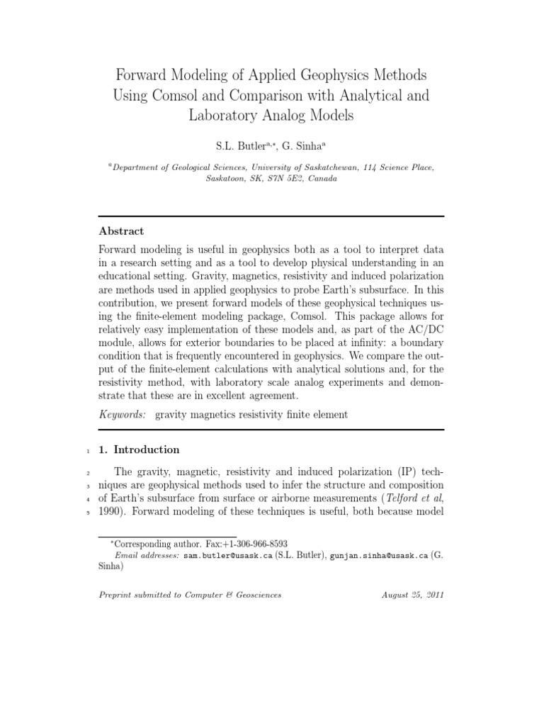 Forward Modeling of Applied Geophysics | PDF | Electric Current ...