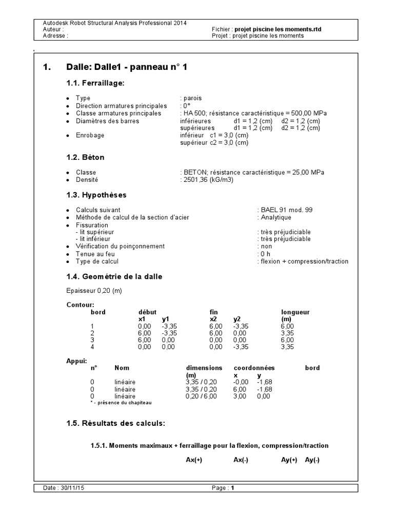 Parois 1 Note de Calcul | Mécanique du solide | Matériaux fabriqués par ...