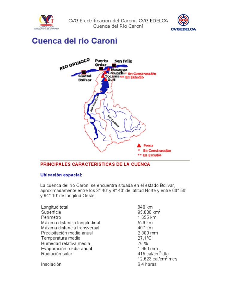 Cuenca Del Rio Caroni Represa El Guri Vzla | PDF | Meteorología | Geografía